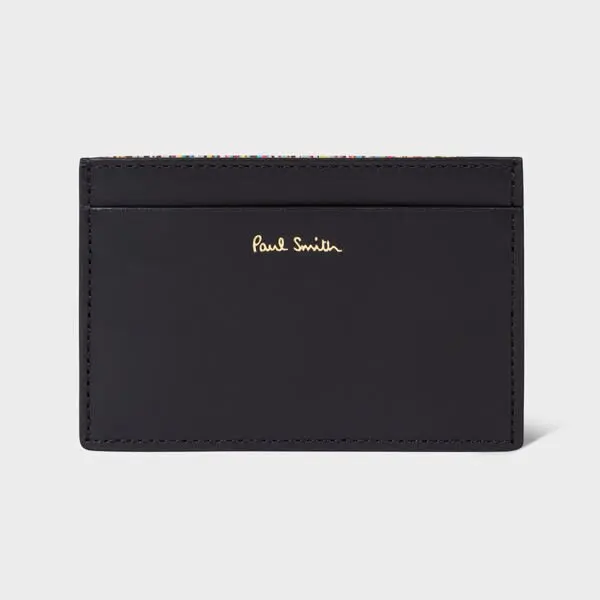 Paul Smith Signature Stripe' Leather Card Holder - Black