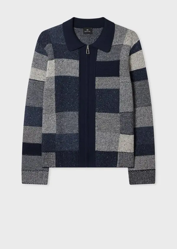 Paul Smith Tonal Patchwork Zip-through Cardigan
