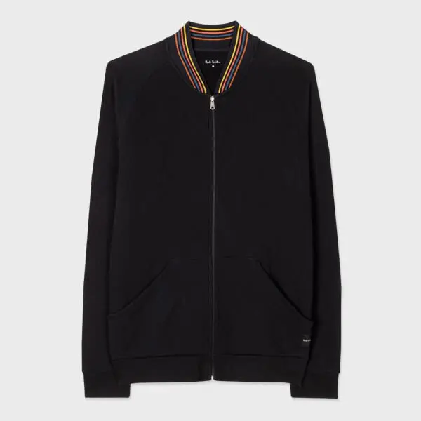 Paul Smith Cotton 'artist Stripe' Zip Lounge Top - Black