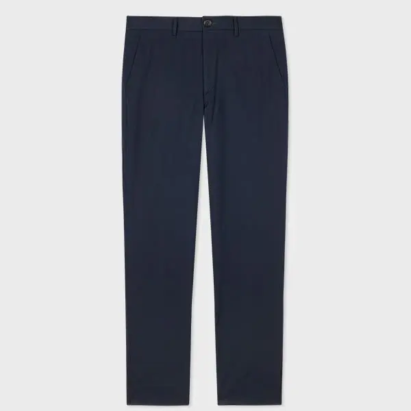 Paul Smith Mid-fit Navy Stretch Organic-cotton Chinos - Blue