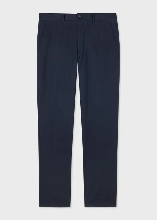 Paul Smith Mid-fit Navy Stretch Organic-cotton Chinos - Blue