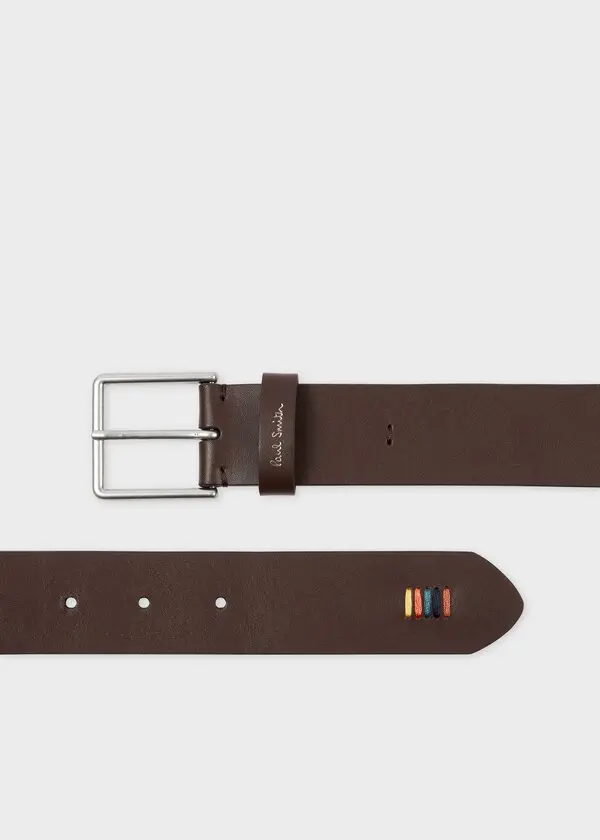 Paul Smith Leather Belt With 'artist Stripe' Stitch