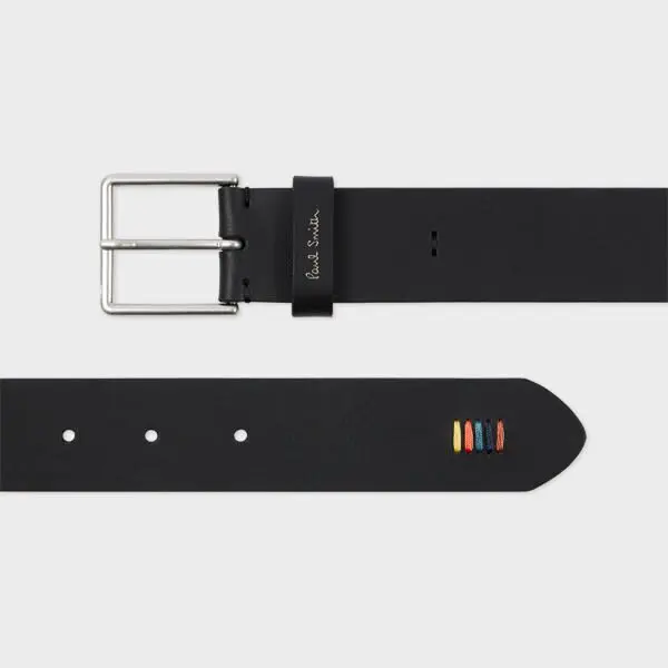 Paul Smith Leather 'artist Stripe' Stitch Belt - Black