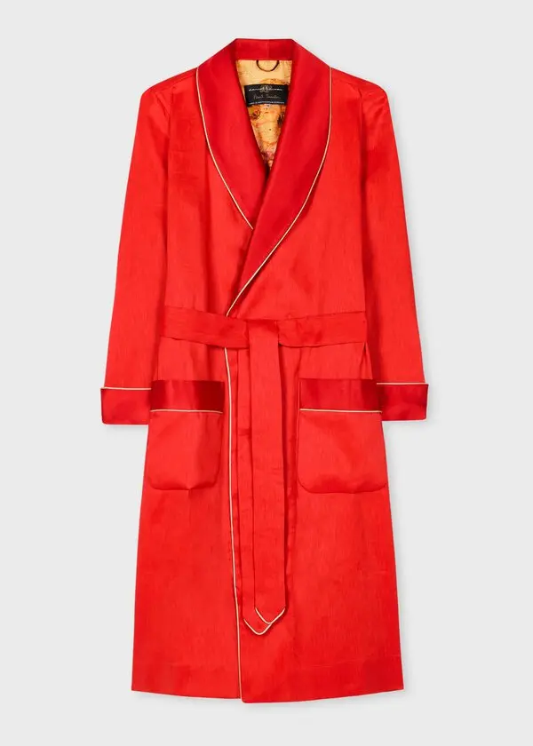 Paul Smith Daniel Hanson For Red Linen And Silk Dressing Gown
