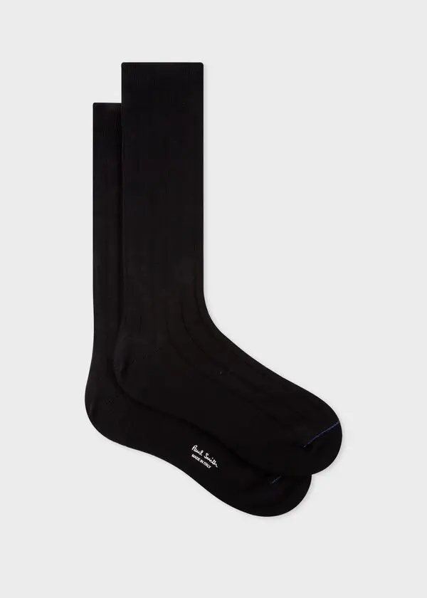 Paul Smith Cotton-blend Ribbed Socks - Black