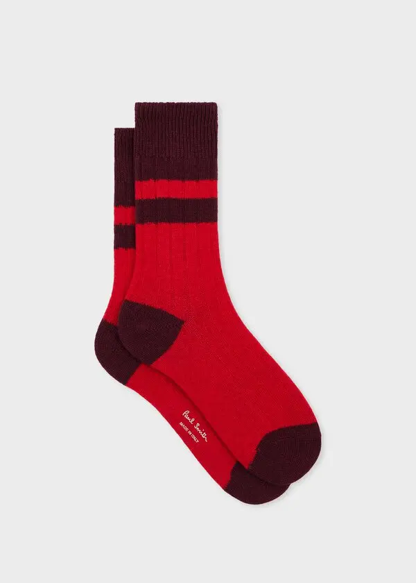 Paul Smith Ribbed Color Block Socks - Red