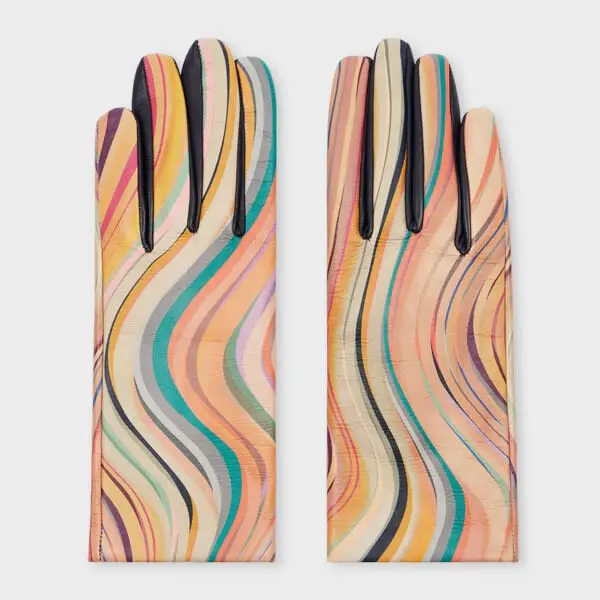 Paul Smith Swirl Leather Gloves - Multicolour