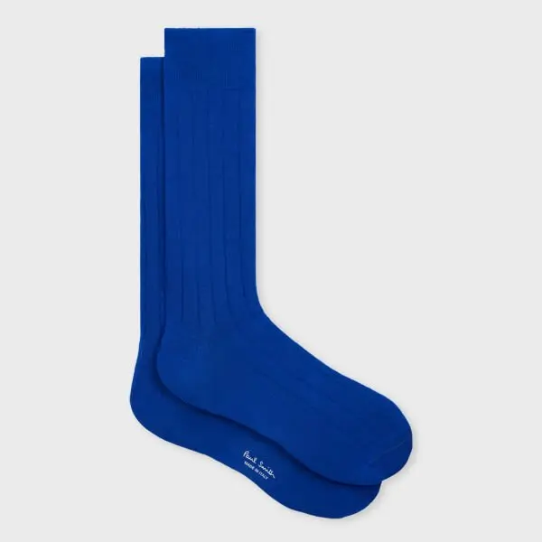 Paul Smith Ribbed Cotton Socks - Blue