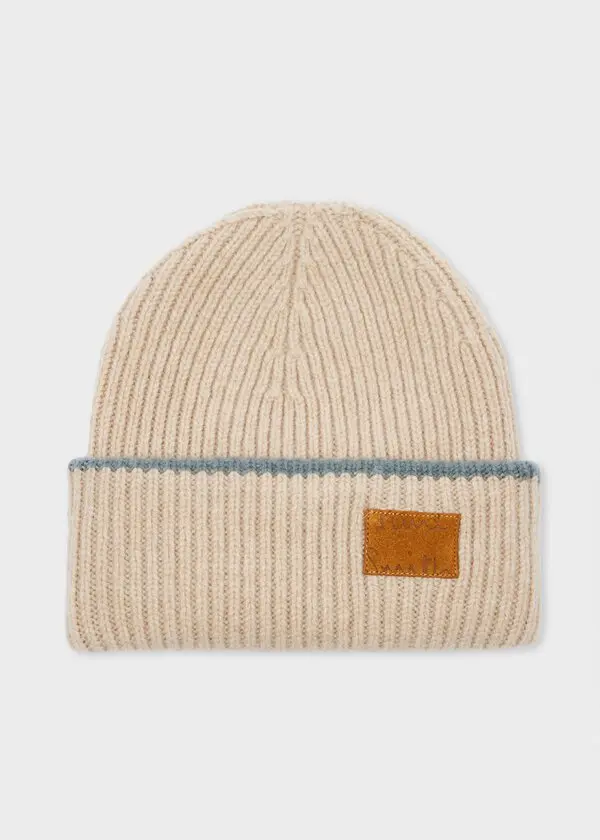 Paul Smith Ribbed Beanie - White