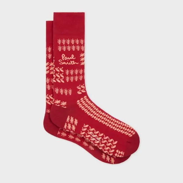 Paul Smith Contrast Bandana Socks - Red