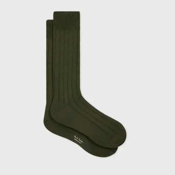 Paul Smith Ribbed Cotton Socks - Brown
