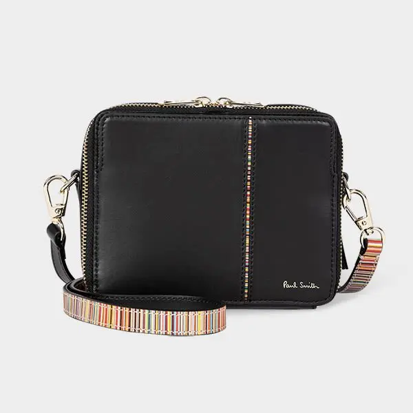 Paul Smith Leather Camera Bag With Signature Stripe