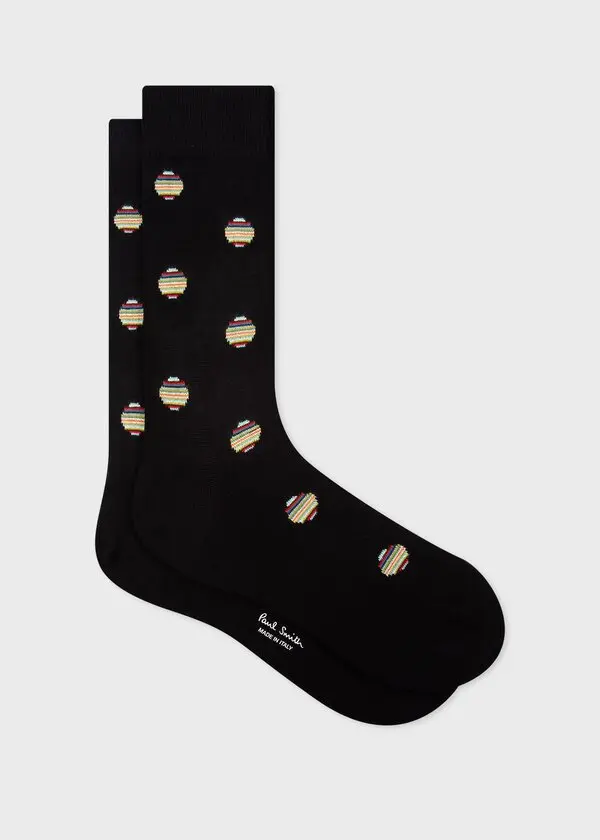 Paul Smith Signature Stripe Polka Dot Crew Socks - Black