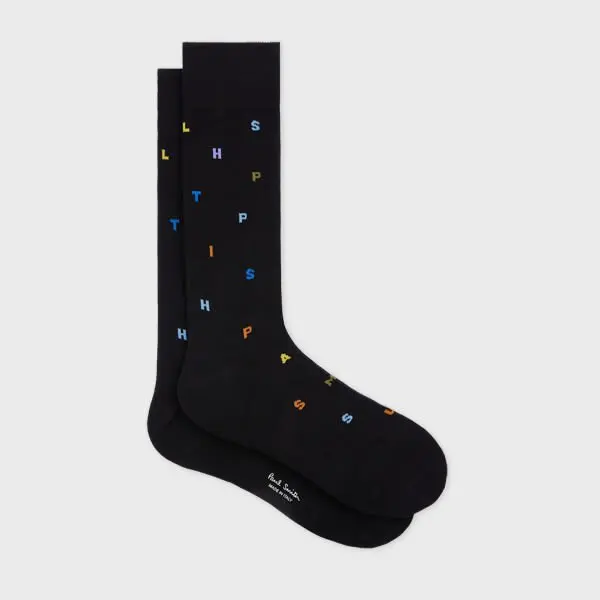 Paul Smith Logo Letter Socks - Black
