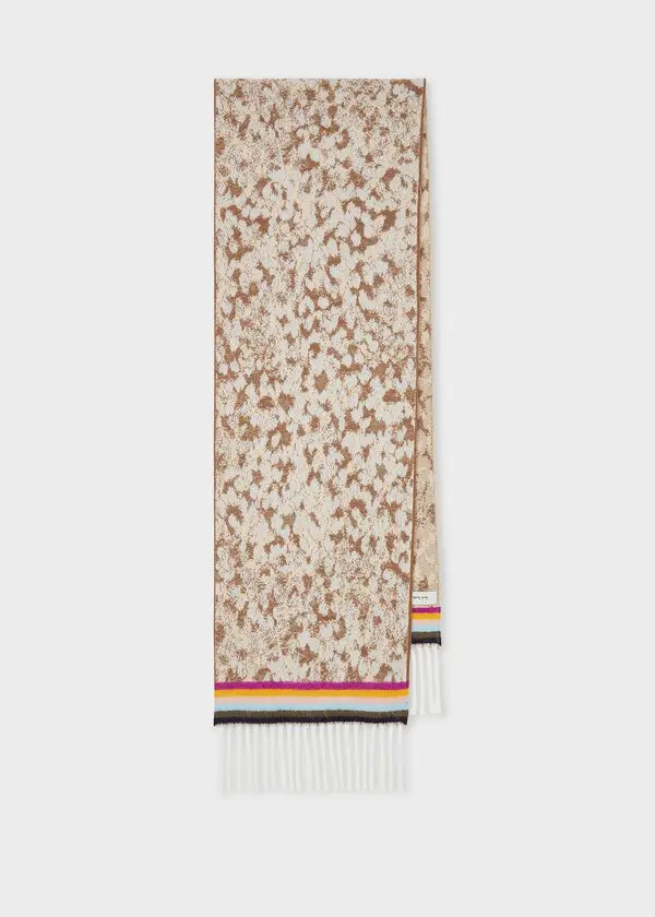 Paul Smith Merino Wool Leopard 'swirl' Scarf - Brown