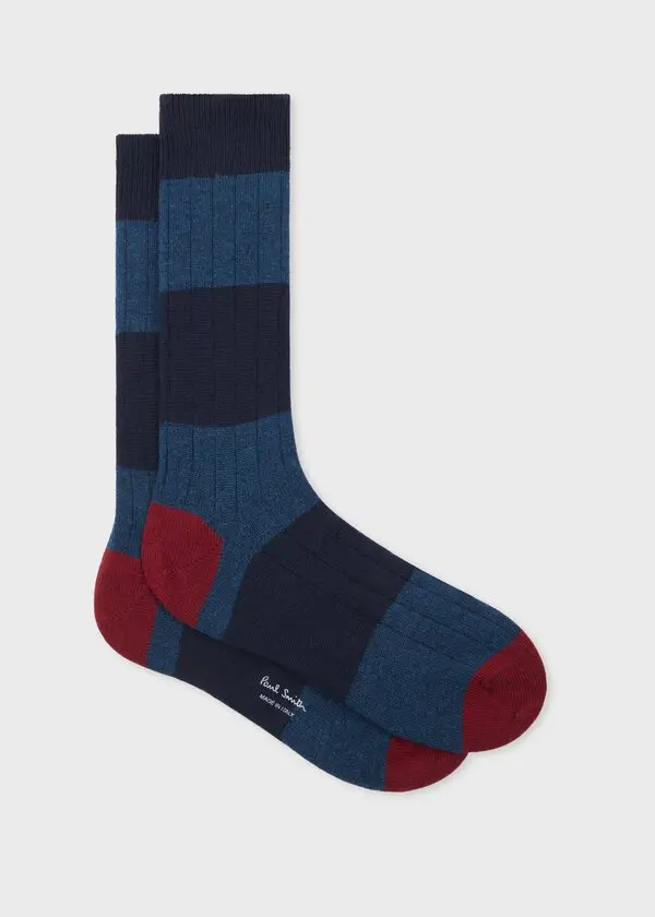 Paul Smith Striped Cashmere Blend Socks - Blue