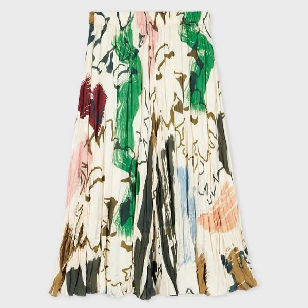 Paul Smith Painterly Print Pleated Skirt - Multicolour