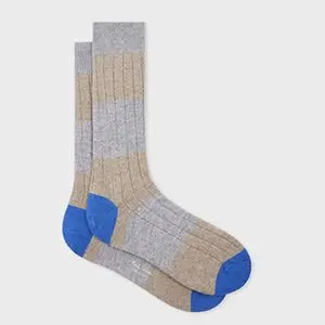 Paul Smith Cashmere Stripe Socks - Grey