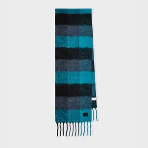 Paul Smith Merino Wool Check Scarf - Blue