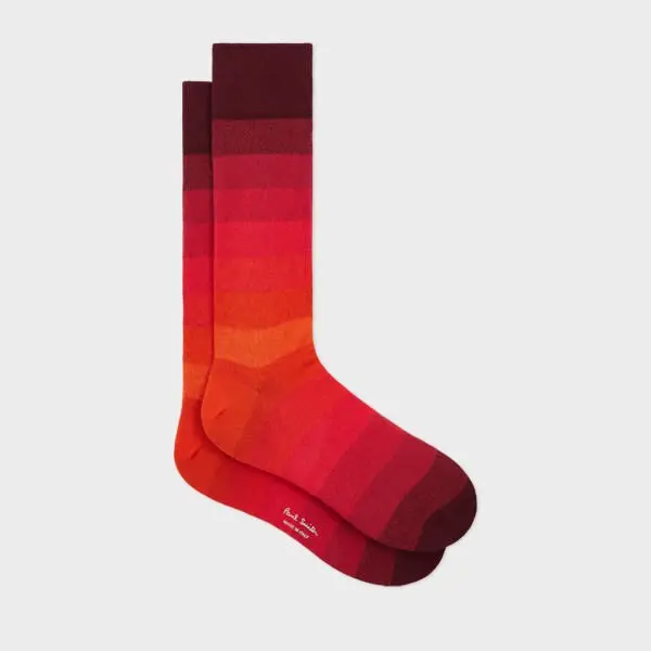 Paul Smith Cotton-blend Ombre Stripe Socks - Red