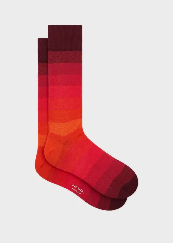 Paul Smith Cotton-blend Ombre Stripe Socks - Red