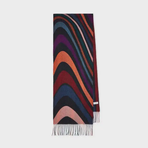 Paul Smith Lightweight Wool 'midnight Swirl' Scarf - Black
