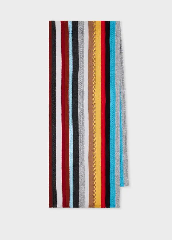 Paul Smith Merino-cashmere Blend 'signature Stripe' Scarf - Multicolour