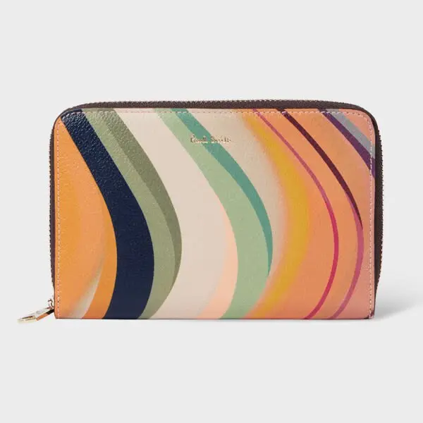 Paul Smith Medium 'dusky Swirl' Leather Zip-around Purse - Multicolour