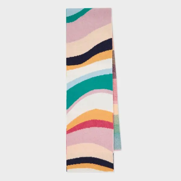 Paul Smith Pastel 'swirl' Jacquard Lambswool Scarf - Multicolour