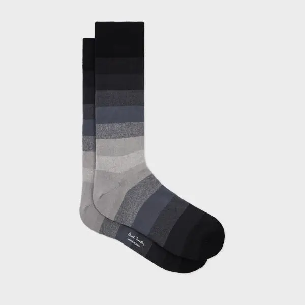 Paul Smith Cotton-blend Ombre Stripe Socks - Black