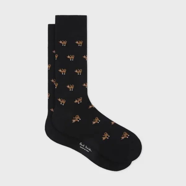 Paul Smith Cat Patterned Socks - Black