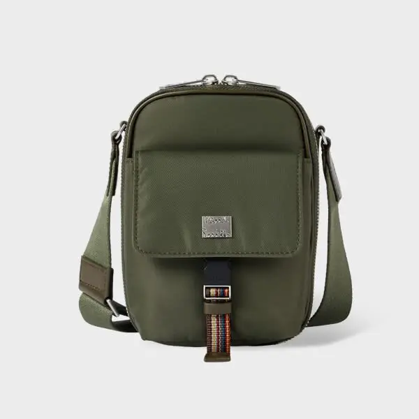 Paul Smith Small 'signature Stripe' Flight Bag - Green