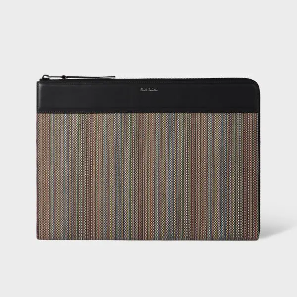 Paul Smith Signature Stripe Coated Canvas Document Case - Multicolour