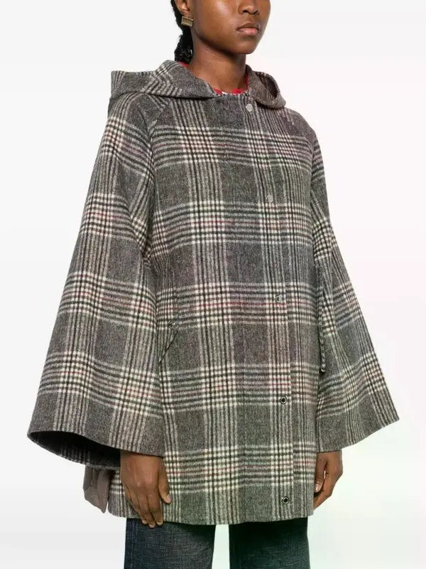 VICOLO Checkered Hooded Coat