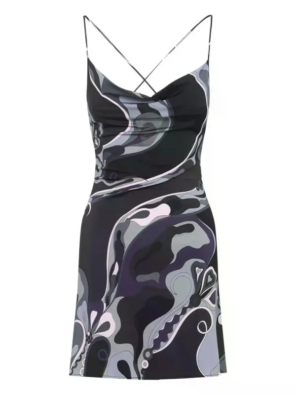 Emilio Pucci Abstract-print Cowl-neck Dress - Black