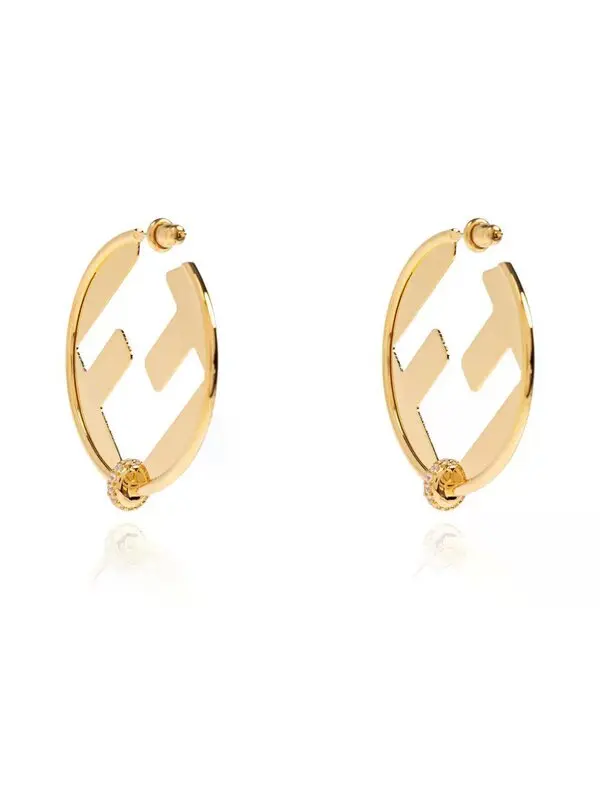 Fendi Ff-motif Embellished Hoop Earrings