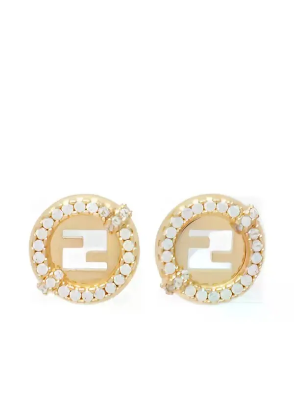 Fendi Crystal-embellished Stud Earrings - Gold