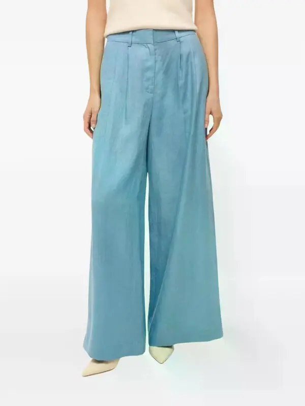 Staud Pleated Linen Wide Leg Pants