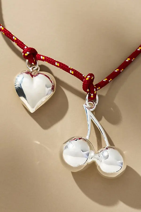 Timeless Pearly Cherry Heart Charm Necklace