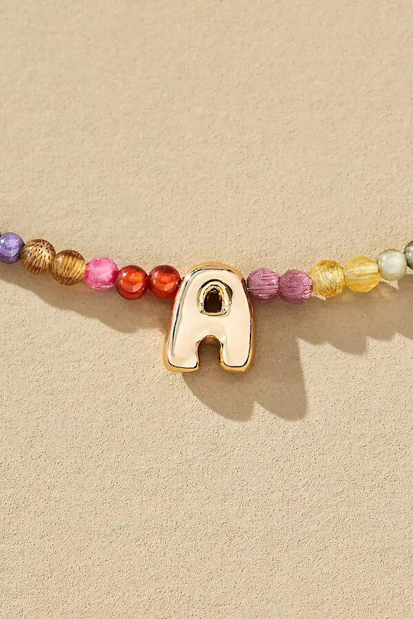 Anthropologie Delicate Beaded Monogram Necklace - A