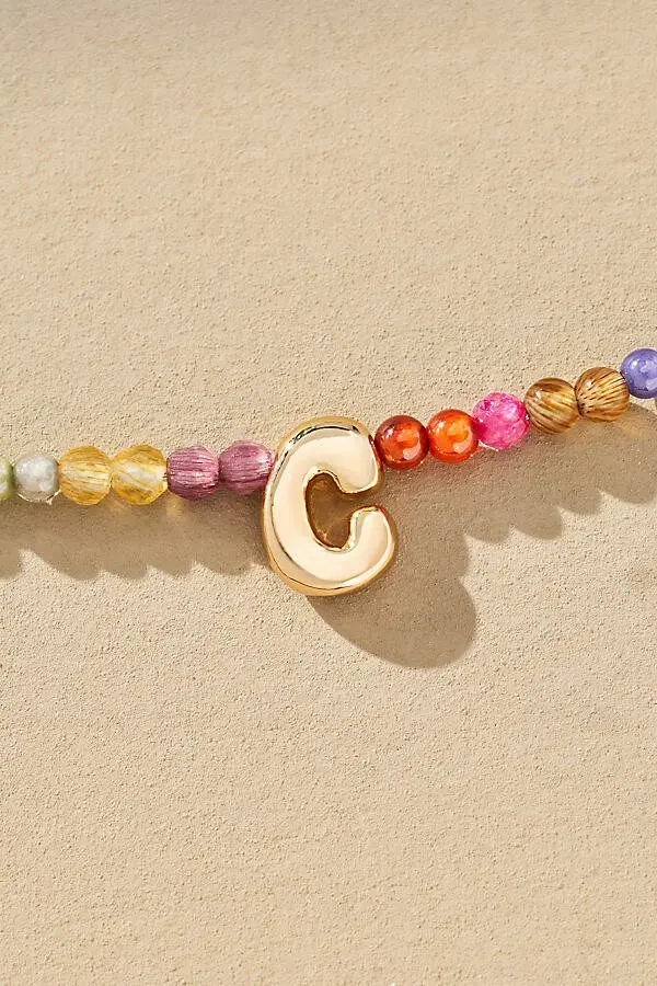 Anthropologie Delicate Beaded Monogram Necklace - C