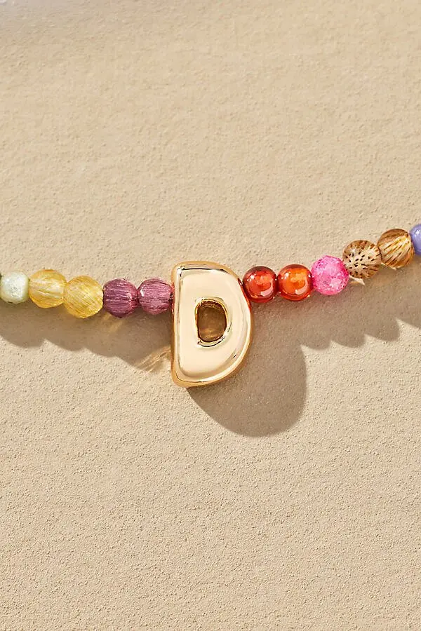 Anthropologie Delicate Beaded Monogram Necklace - D