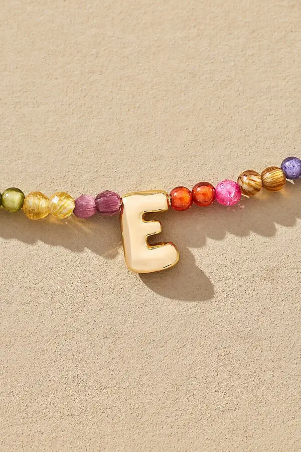 Anthropologie Delicate Beaded Monogram Necklace - E