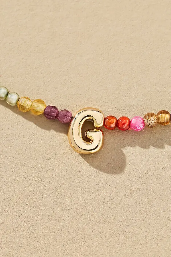 Anthropologie Delicate Beaded Monogram Necklace - G