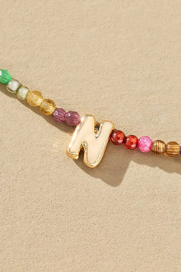Anthropologie Delicate Beaded Monogram Necklace - N