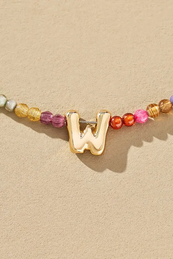 Anthropologie Delicate Beaded Monogram Necklace - W