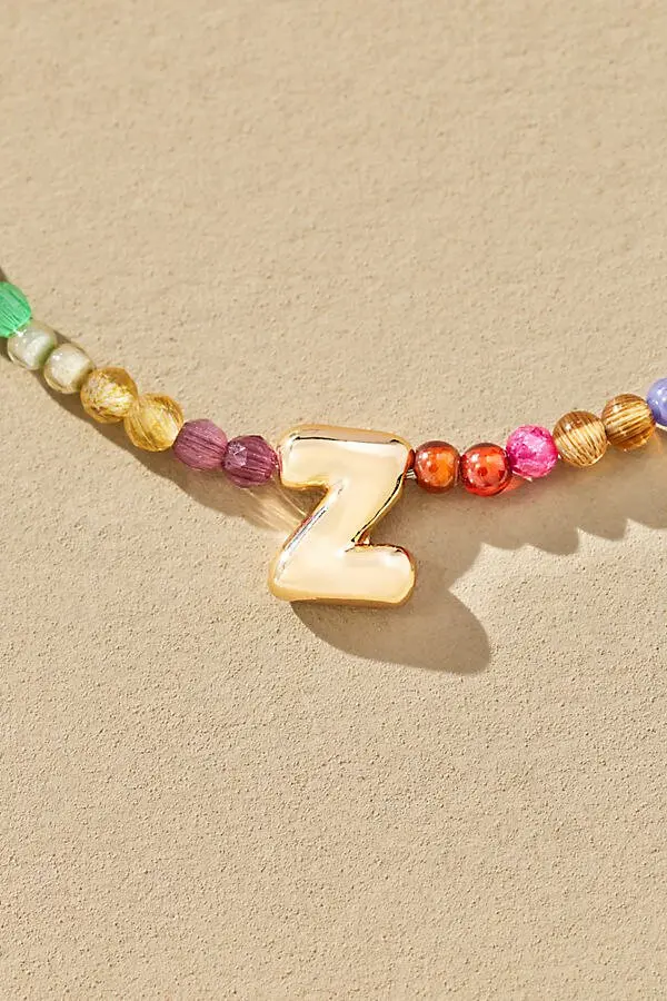 Anthropologie Delicate Beaded Monogram Necklace - Z
