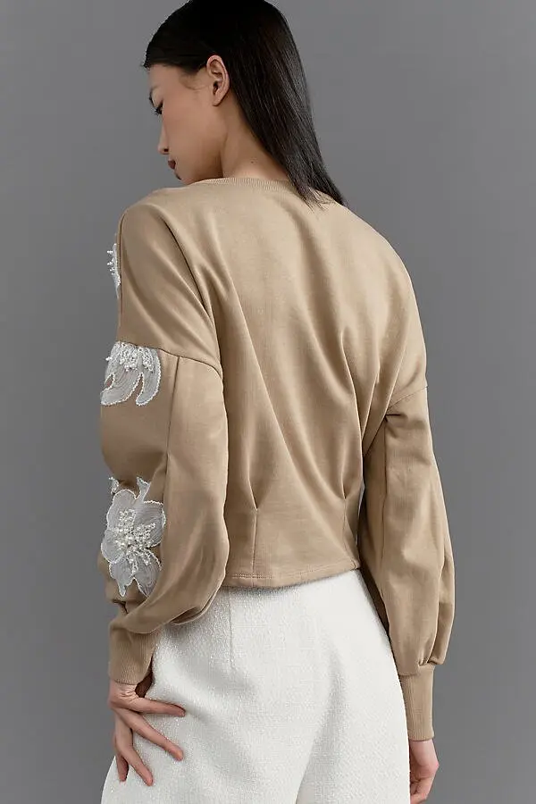 OLLARI Floral Embellished Pullover