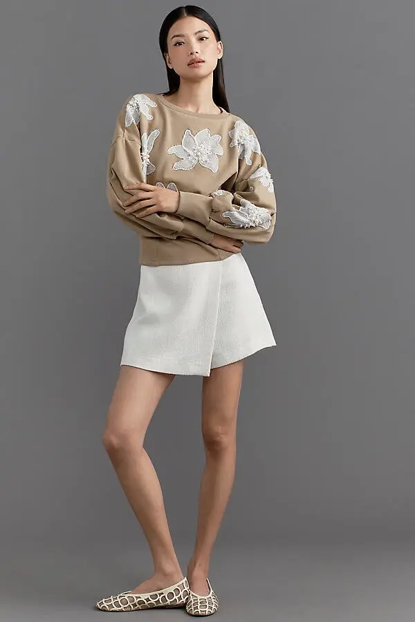 OLLARI Floral Embellished Pullover