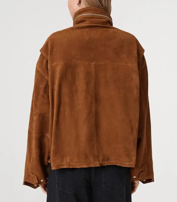 ALLSAINTS Suede Bomber Jacket - Brown